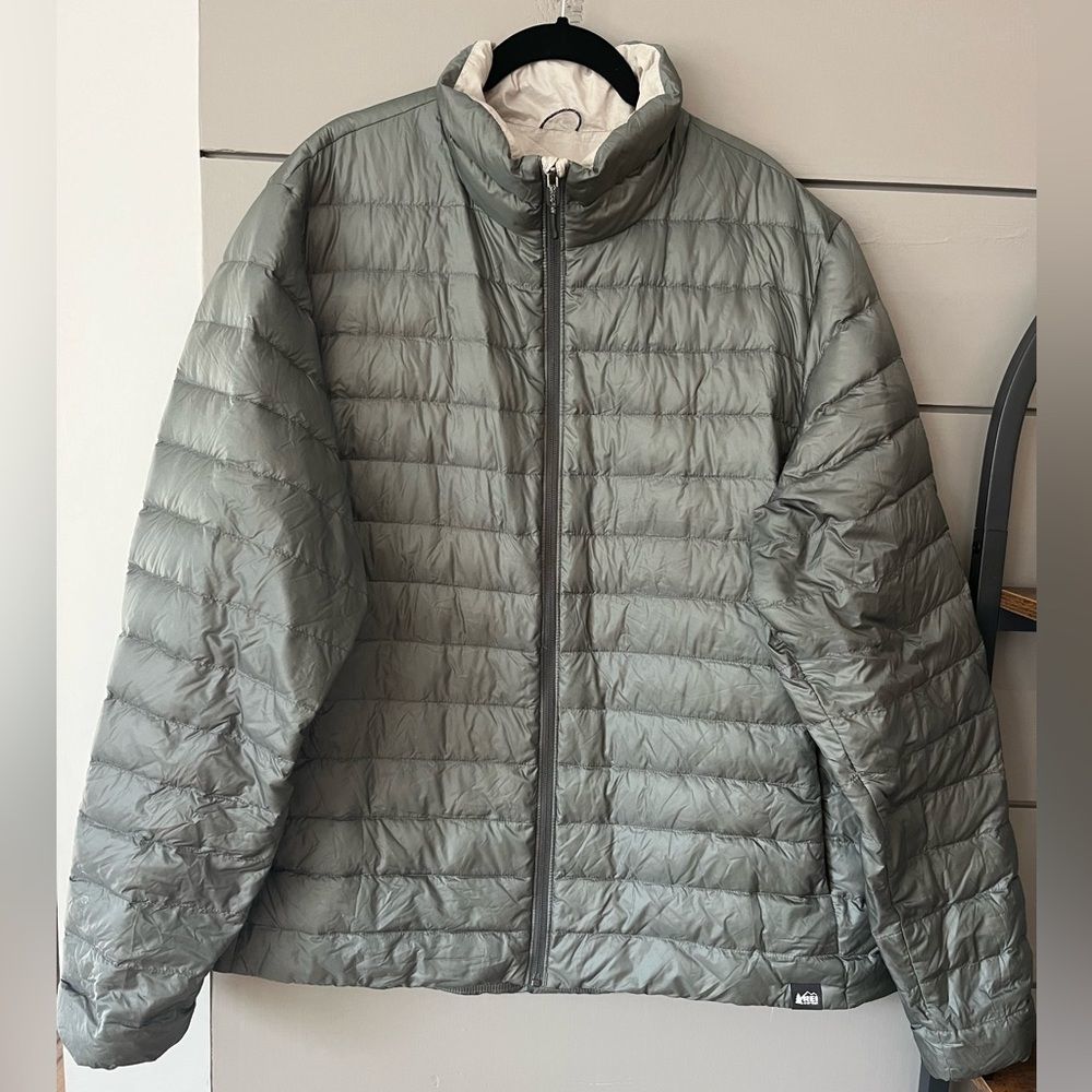 Rei Co-Op Down Puffer Jacket Coat Gray/Green Color Si… - Gem